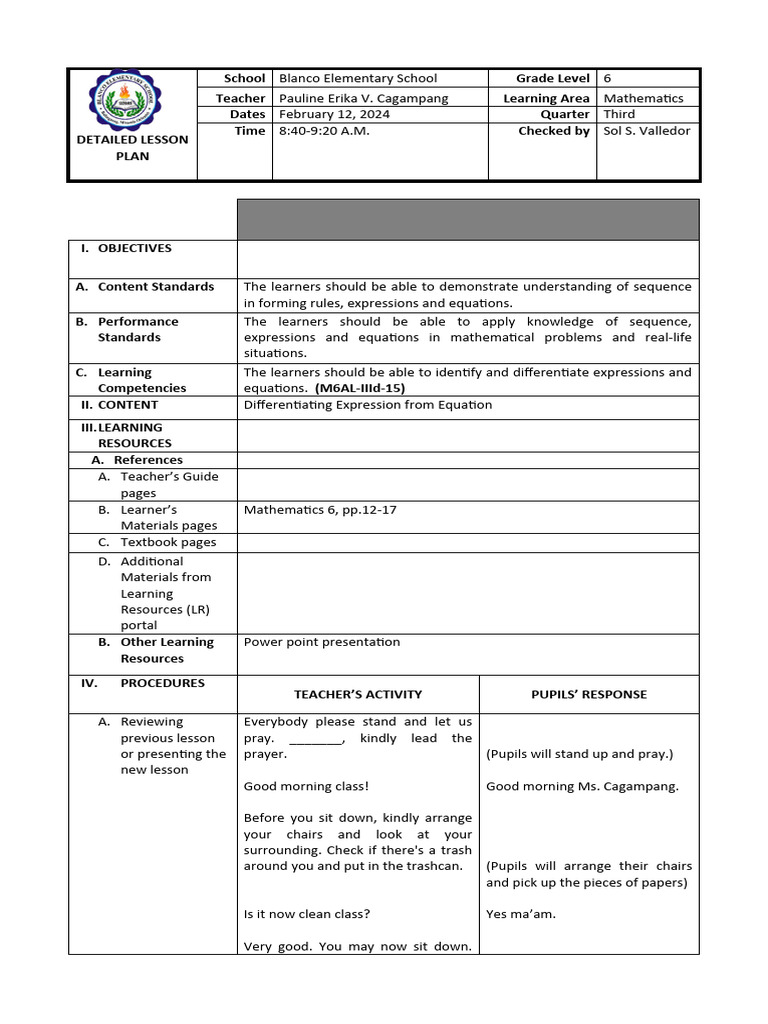 Grade 6 DLP - Math 6 Q3 WK 3 | PDF | Variable (Mathematics) | Mathematics
