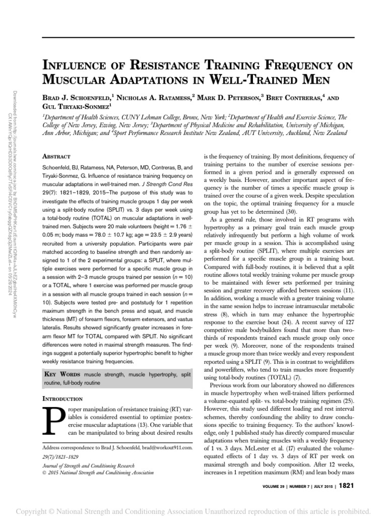 Influence of Resistance Training Frequency On.8 | PDF | Strength ...