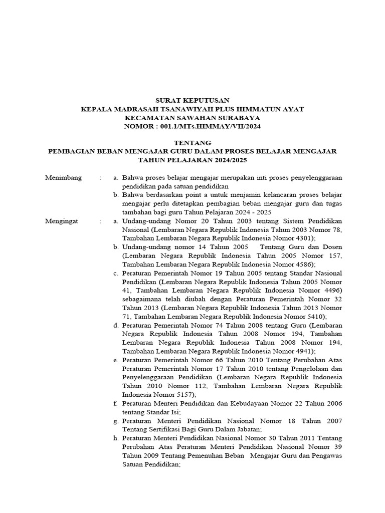 KONSIDERAN SKPBM MTs. | PDF