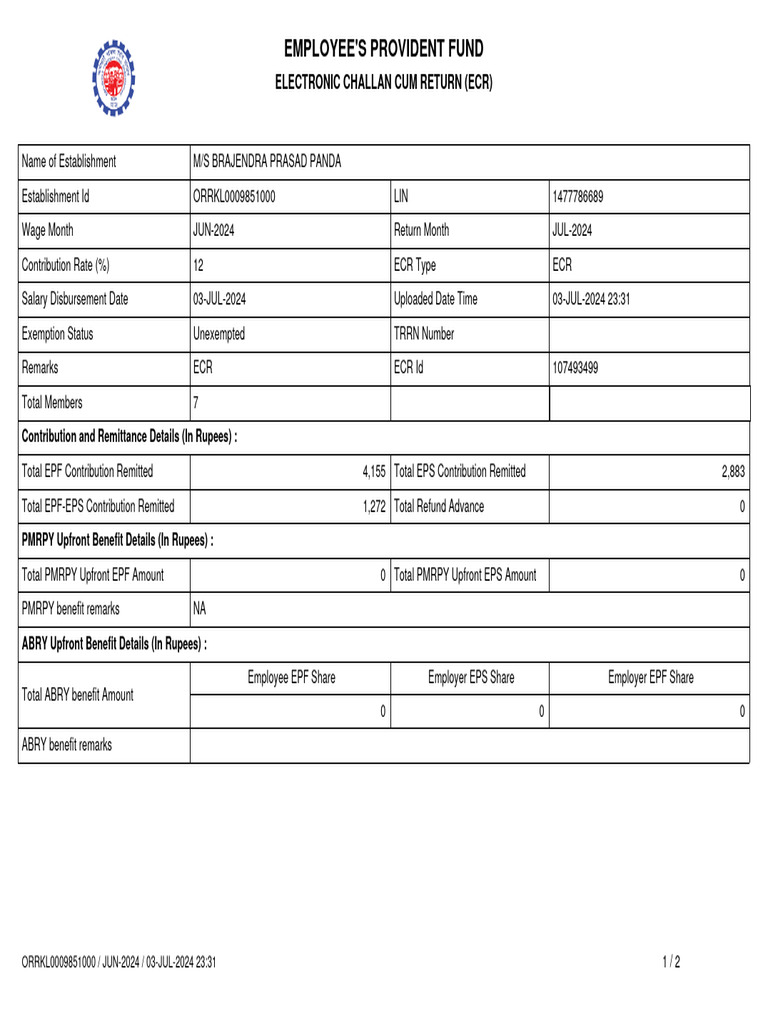 PF ECR June-24 Bolani Site | PDF | Expense | Public Finance