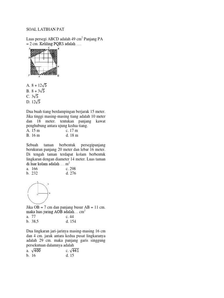 Soal Latihan Pat Ke 5 | PDF