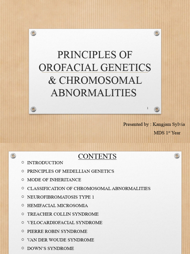 Chromosomal Abnormalities Principles Of Orofacial Genetics Pdf