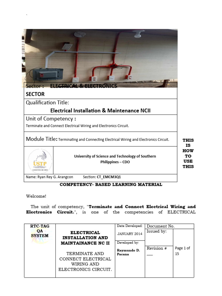 2.-CBLM Arangcon | PDF | Electrical Wiring | Electrical Connector