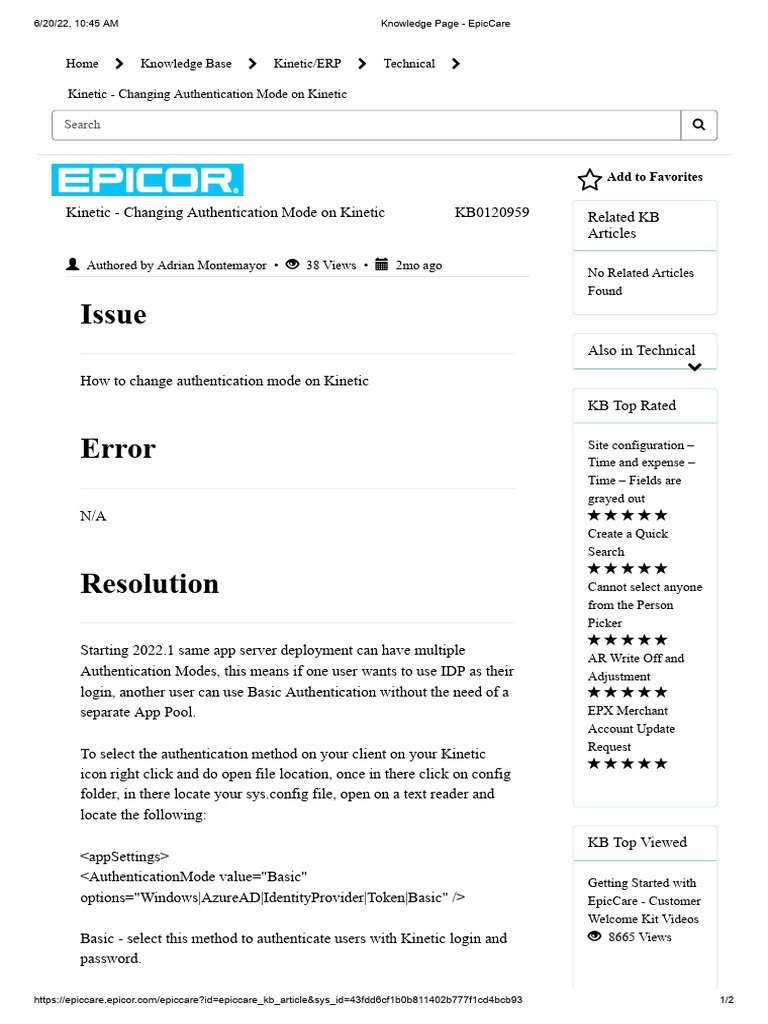 Kinetic - Changing Authentication Mode On Kinetic | PDF | User (Computing) | Login