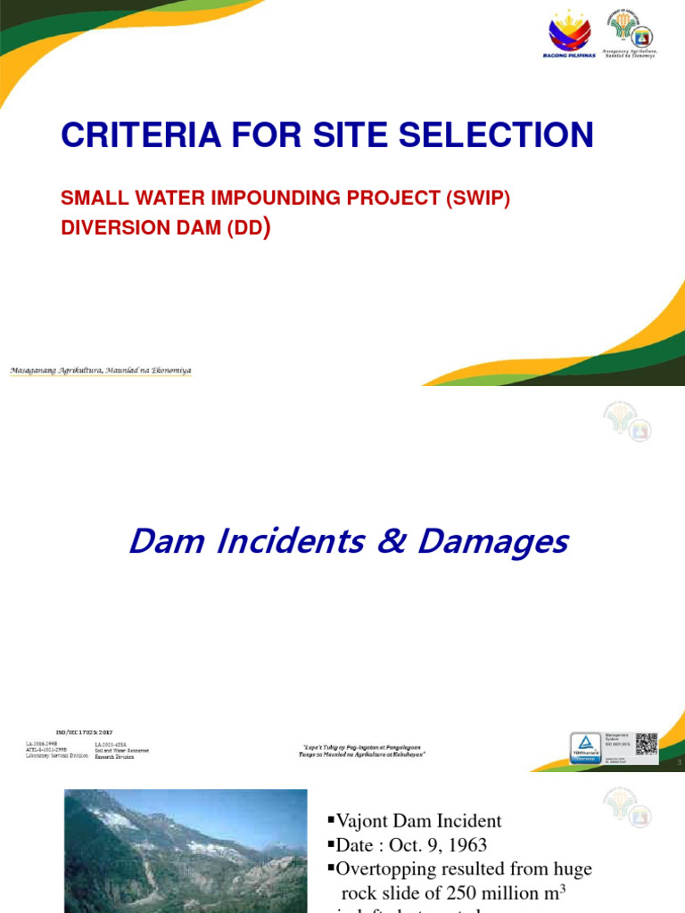 0 SWIP & DD Criteria For Site Selection | PDF | Dam | River