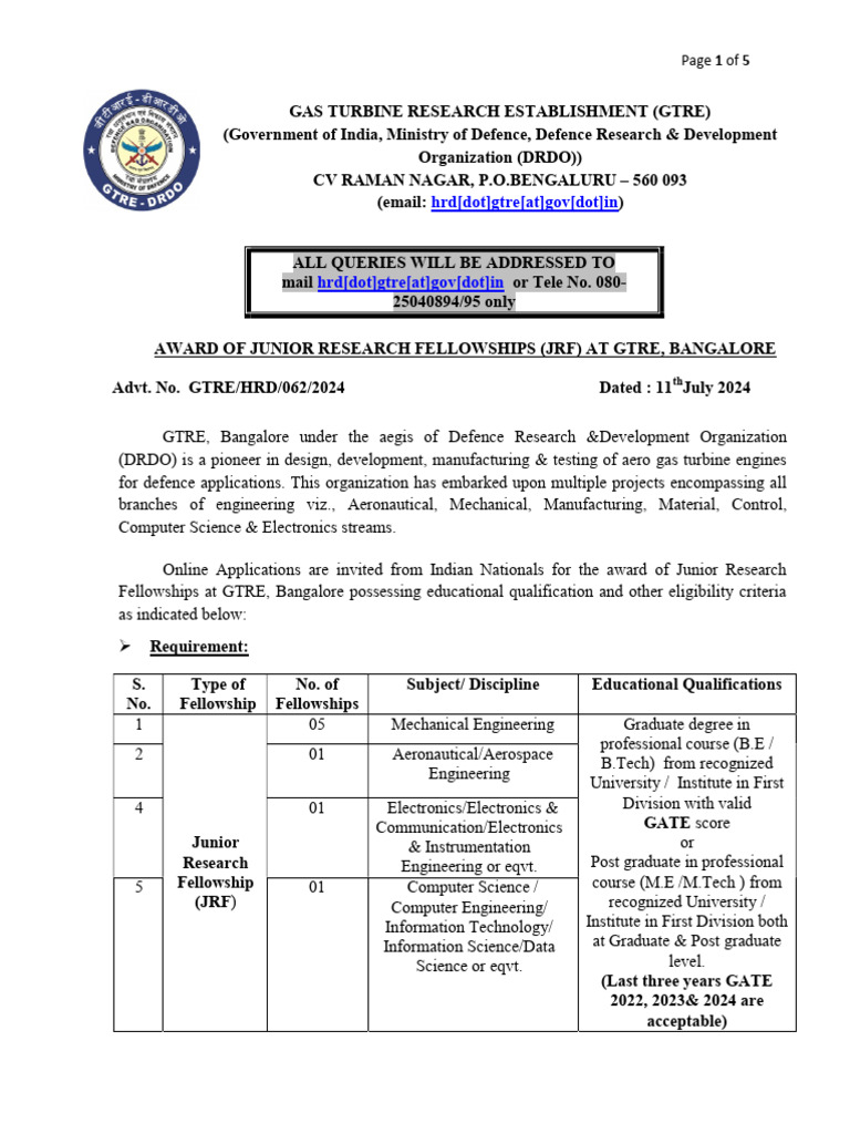 DRDO Recruitment 2024 | PDF | Engineering