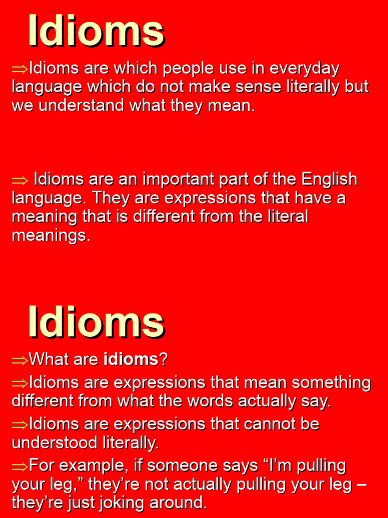 0 Idioms Proverbs PPT | PDF | Idiom | Linguistics