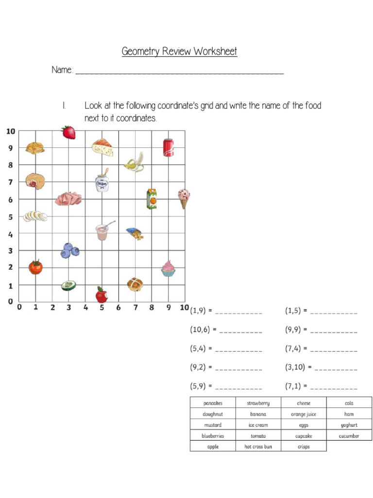 Geometry Review Worksheet | PDF