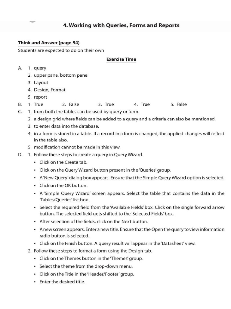 Ch-4 Working With Queries, Forms and Reports - 20230924 | PDF
