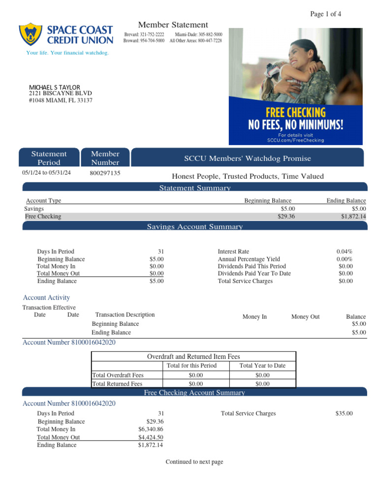 MICHAEL S TAYLOR Statement | PDF | Transaction Account | Overdraft