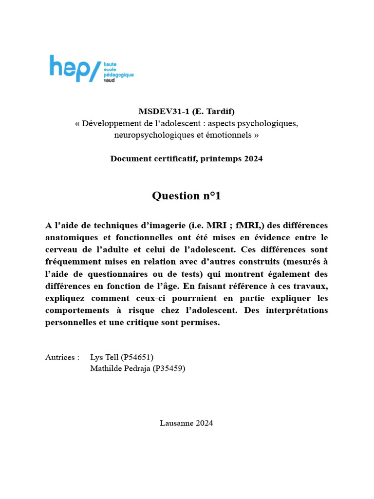 Explique Les Comportements À Risque Chez Les Adolescents Grâce Aux ...