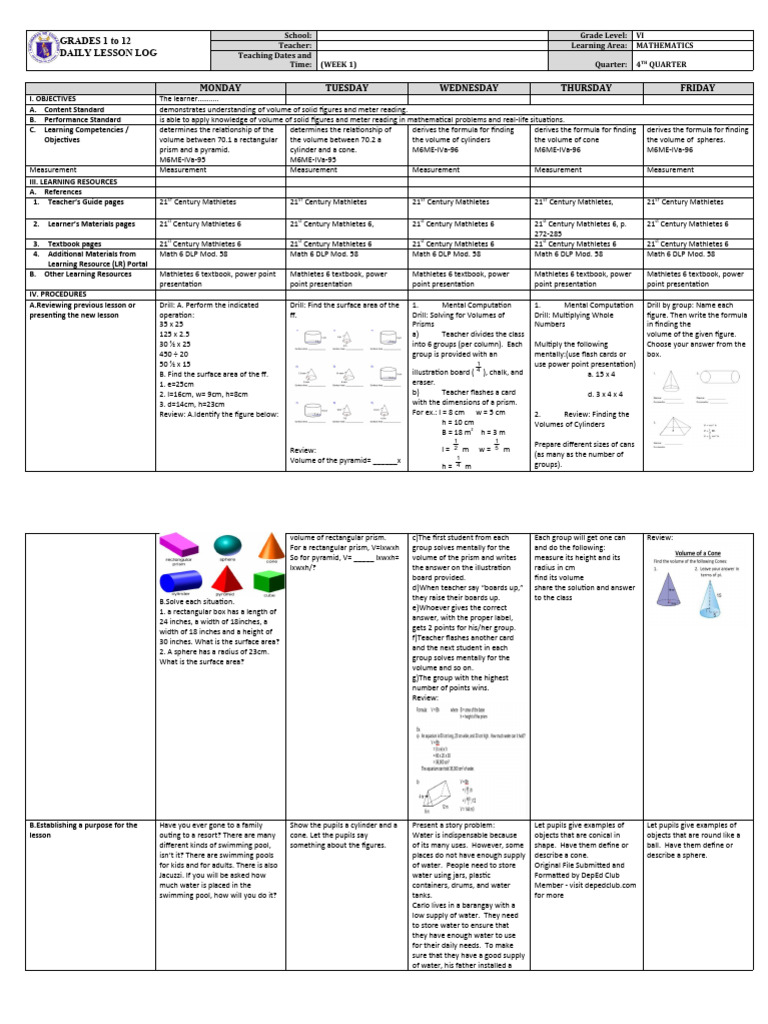 Math DLL | PDF | Volume | Area