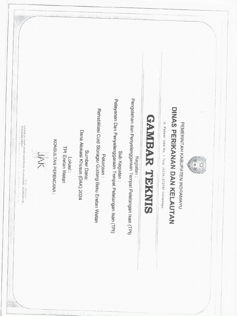 Gambar Teknis Rehabilitasi CS Eretan Wetan DAK 2024 | PDF