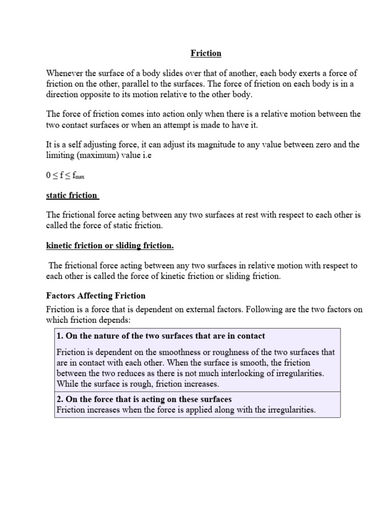 Friction Pdf Friction Force