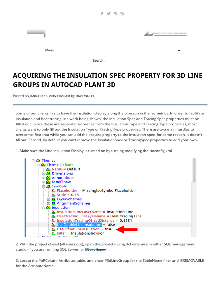 Acquiring The Insulation Spec Property For 3d Line Groups in AutoCAD Plant 3d - Process Design ...