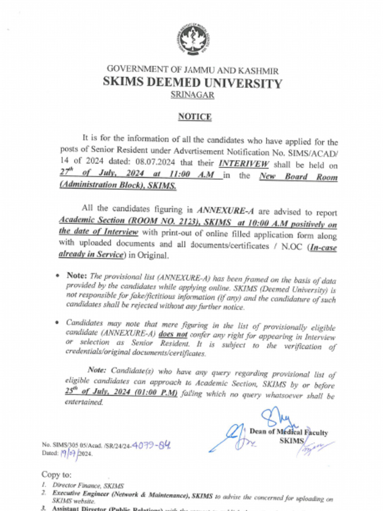 SKIMS-Interview-Notice | PDF