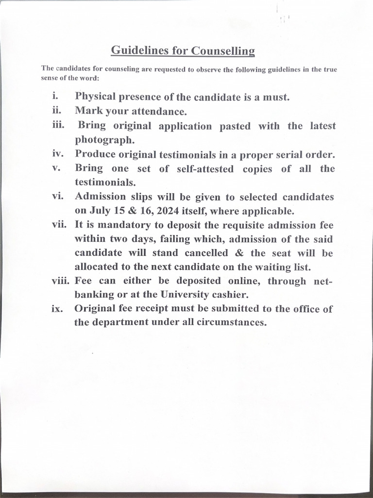 Guidelines For Counselling | PDF