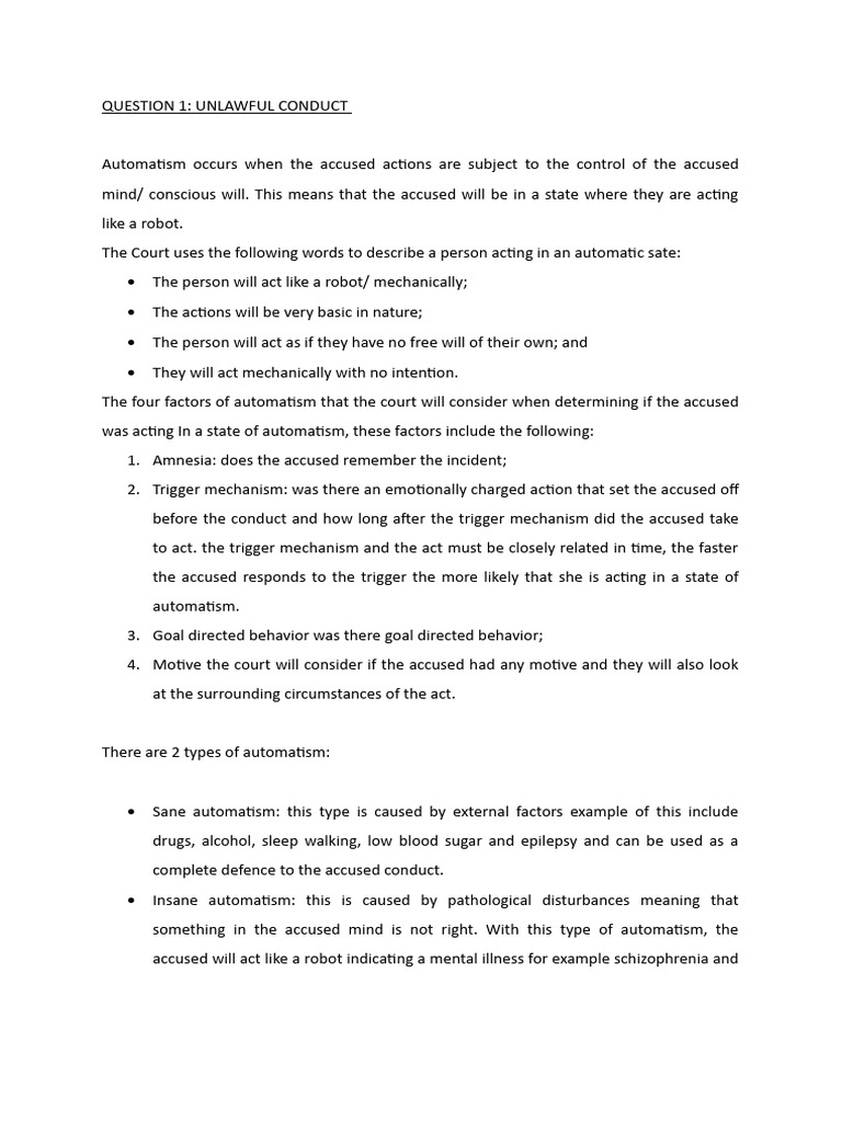 Criminal Law Test 1 2024 | PDF | Causation (Law) | Common Law