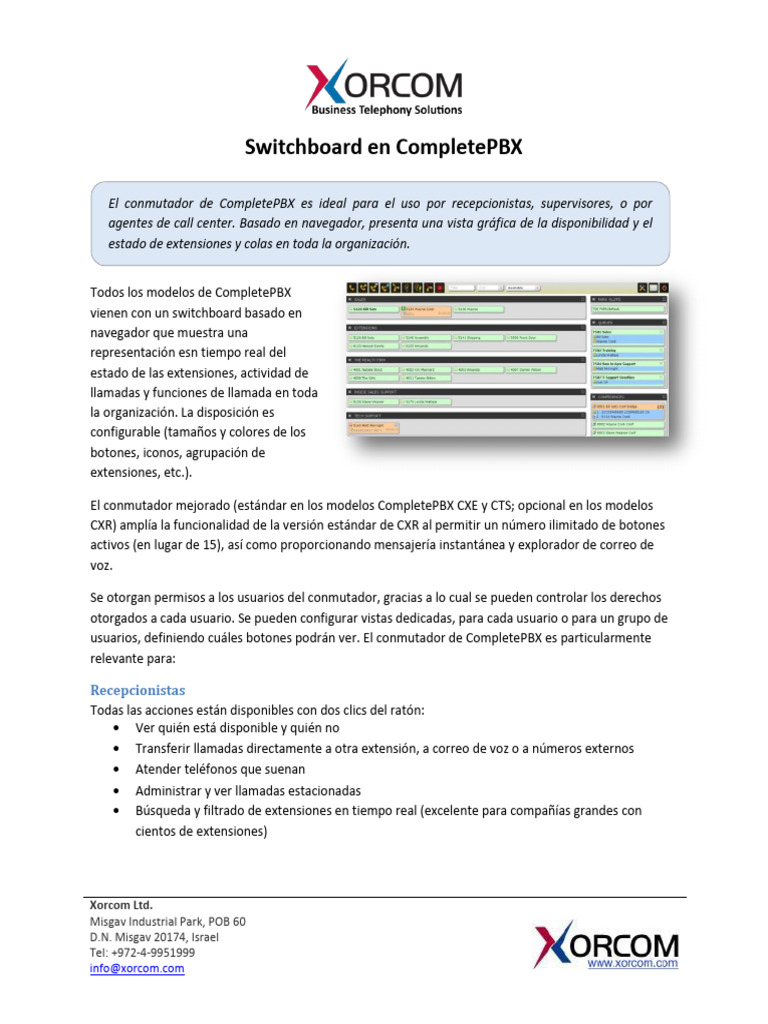 Espanol Completepbx Enhanced Switchboard | PDF | Centro de llamadas ...