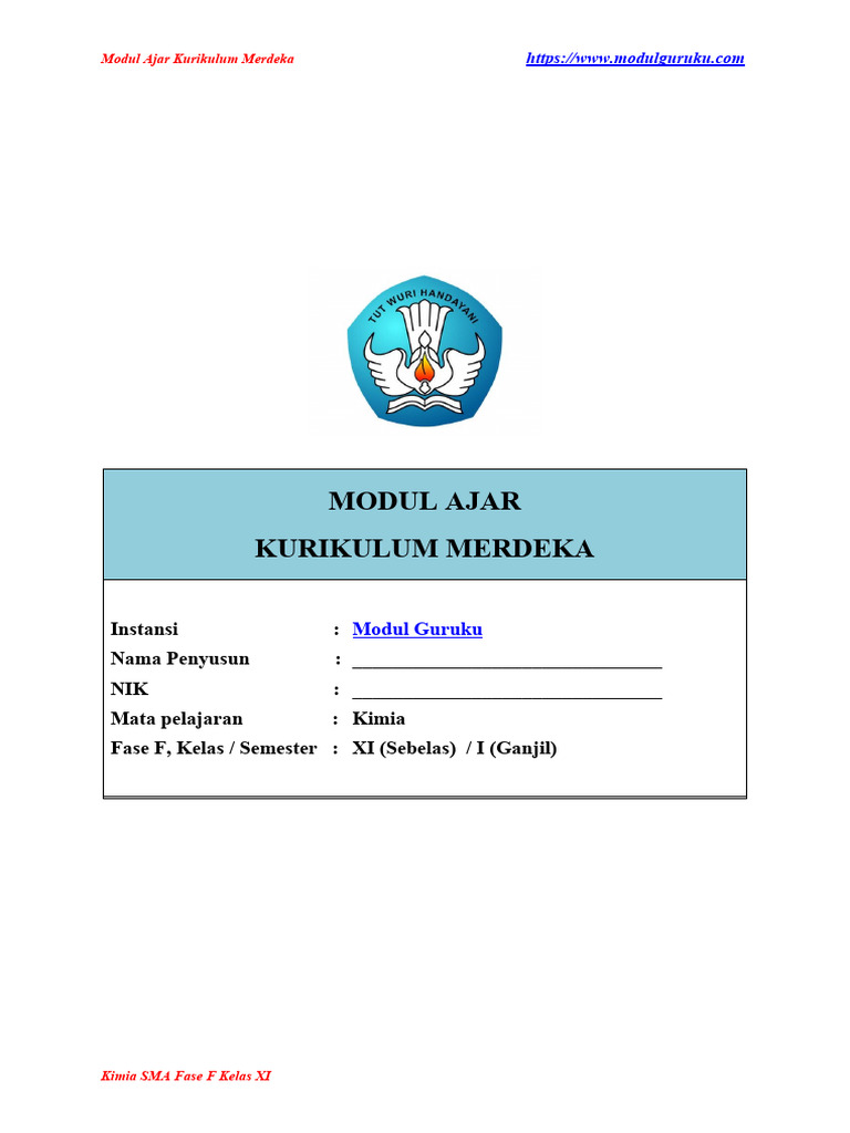 Modul Ajar Kelas XI SMA Kimia Fase F Bab 1 | PDF
