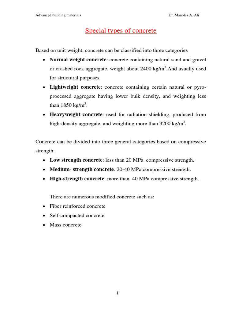Special Types of Concrete | PDF | Concrete | Construction Aggregate