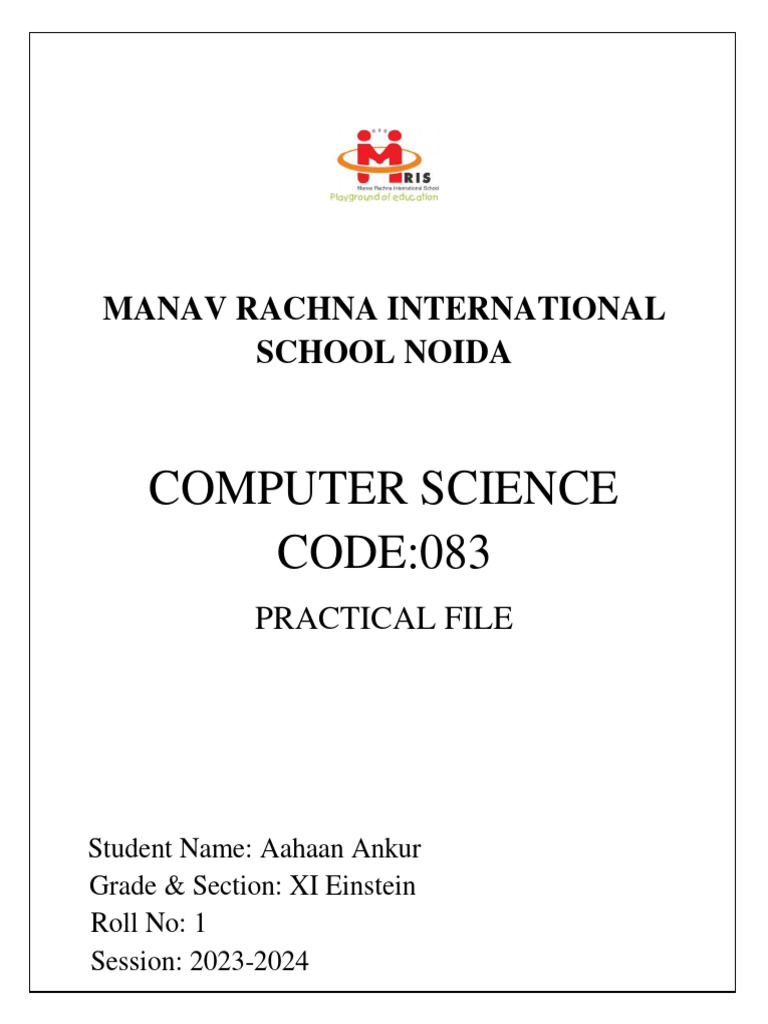 Cs Pract File Pdf String Computer Science Computing 