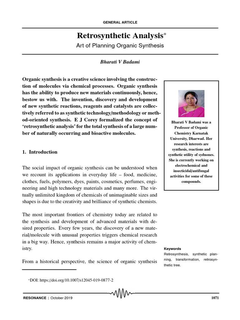 Retrosynthetic Analysis: Art of Planning Organic Synthesis | PDF ...