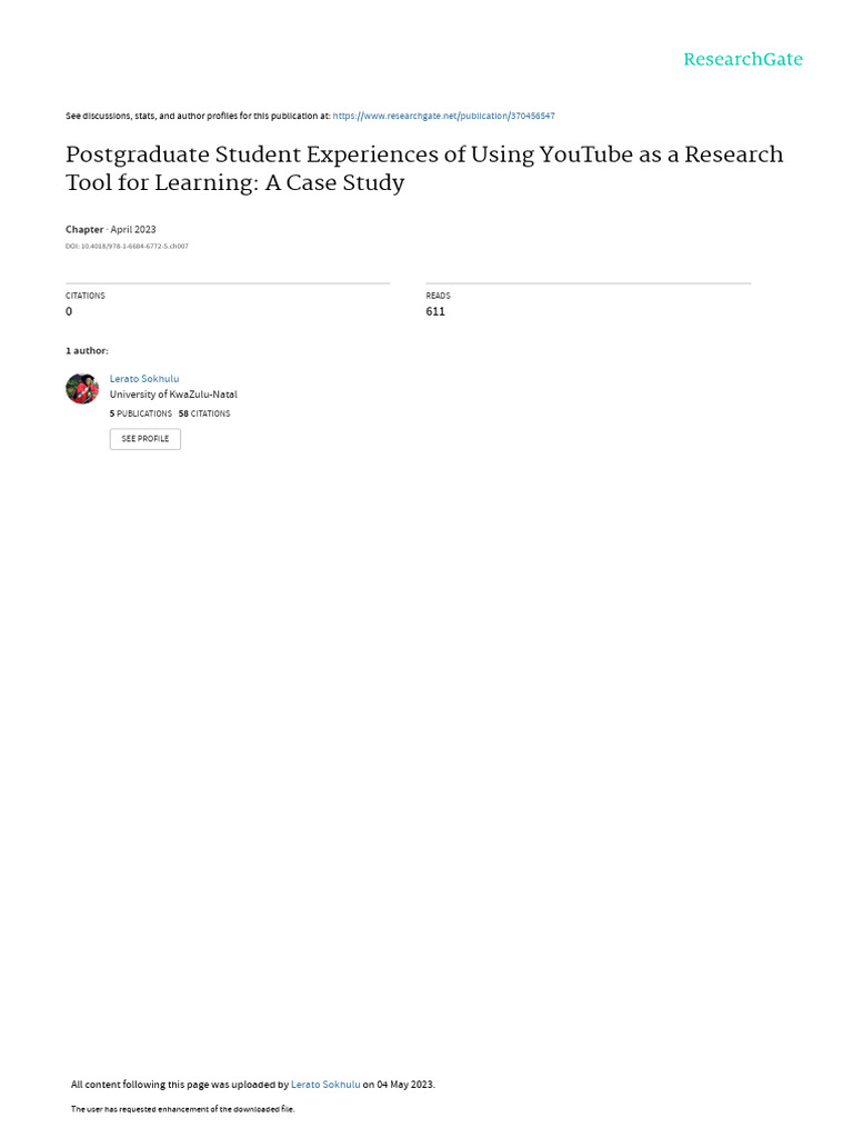 Postgraduate Student Experiences of Using YouTube As A Research Tool ...