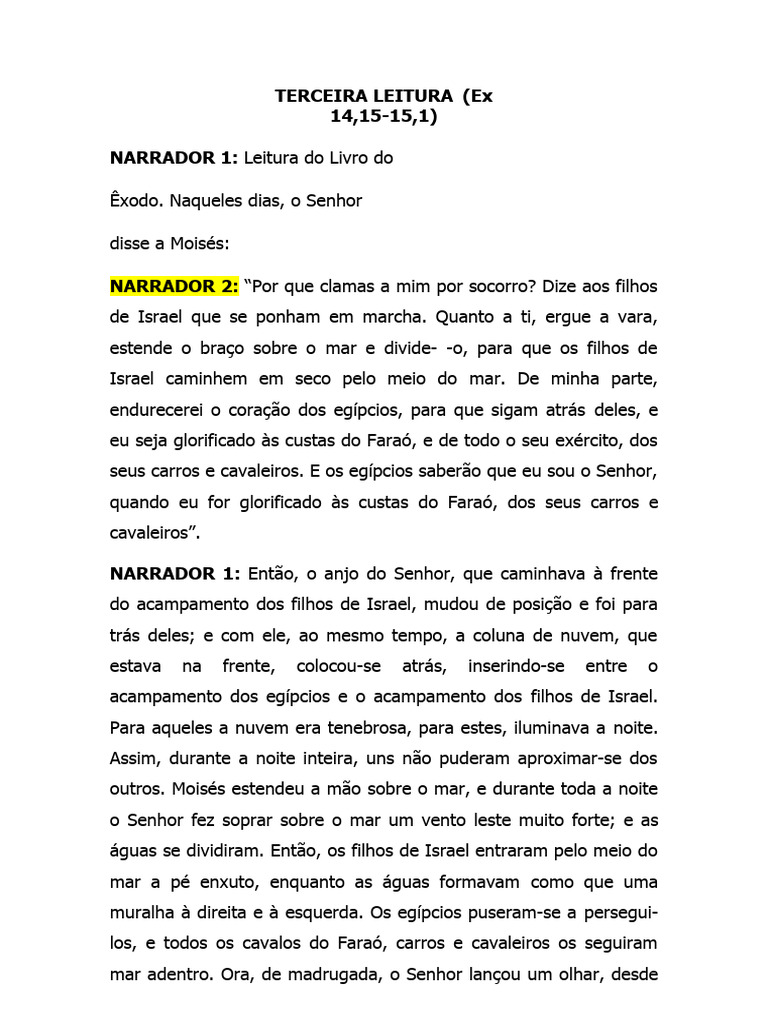 Terceira Leitura - Narrador 2 | PDF | Antigo Egito | Moisés