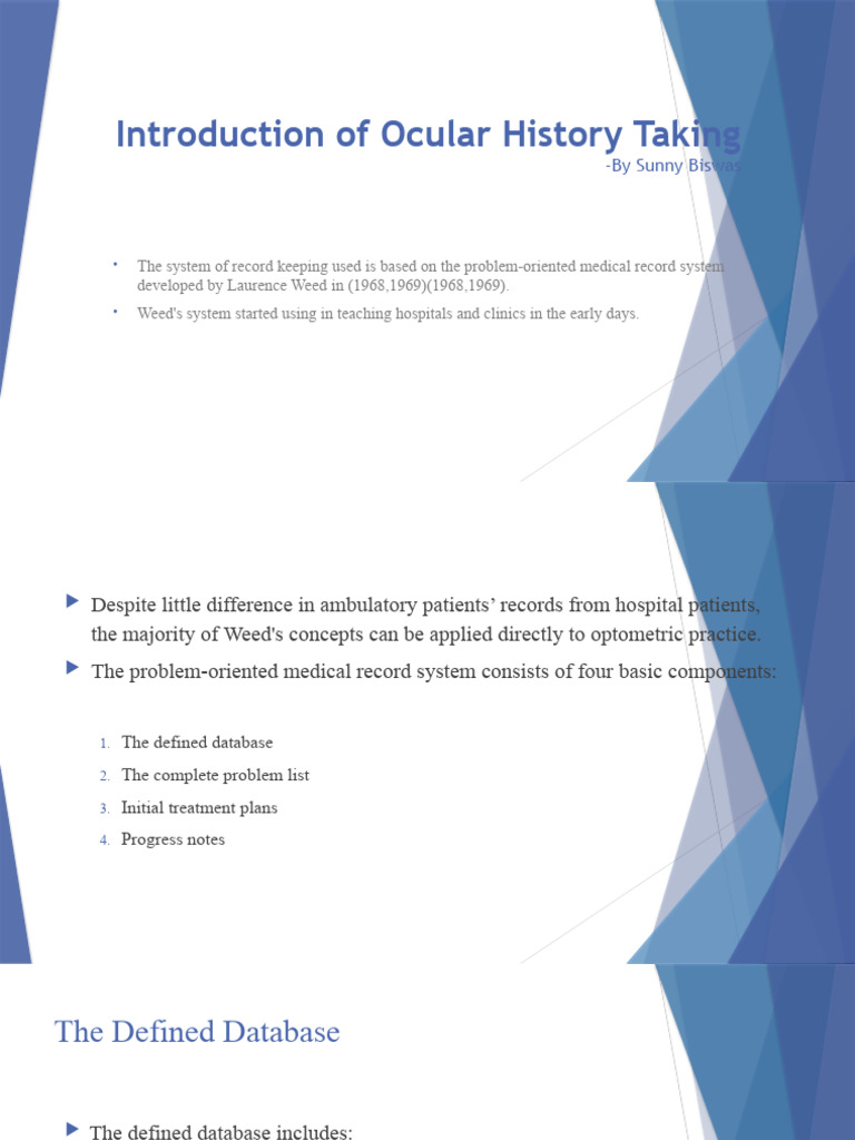 Introduction of History Taking | PDF | Optometry | Human Eye