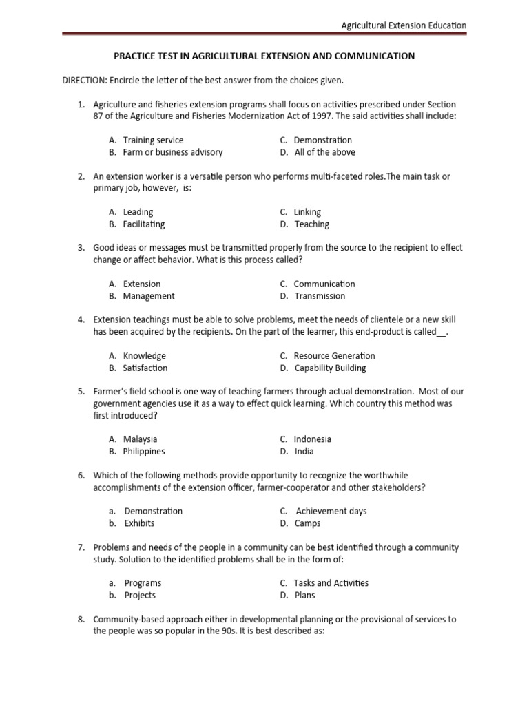 Ag Extension Q and A 1 | PDF | Communication | Agriculture