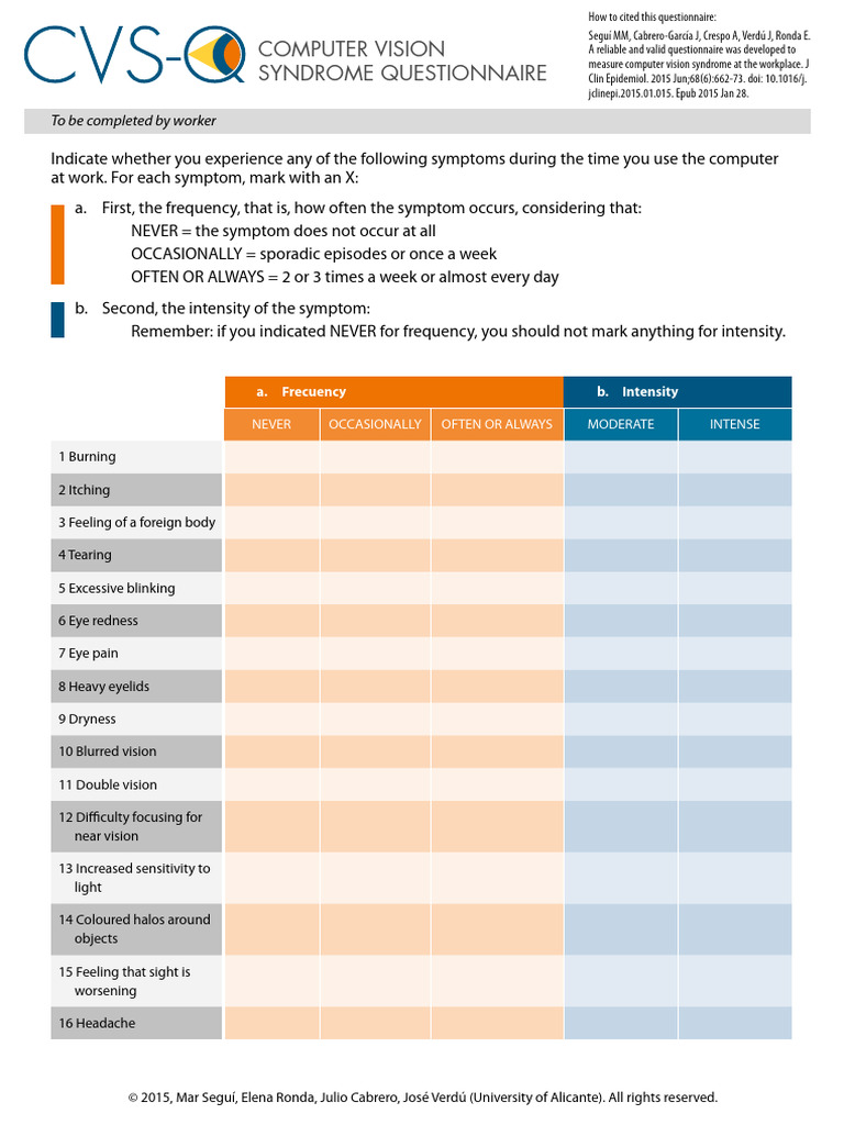 CVS-Q Definitivo English | PDF | Visual Perception | Nervous System