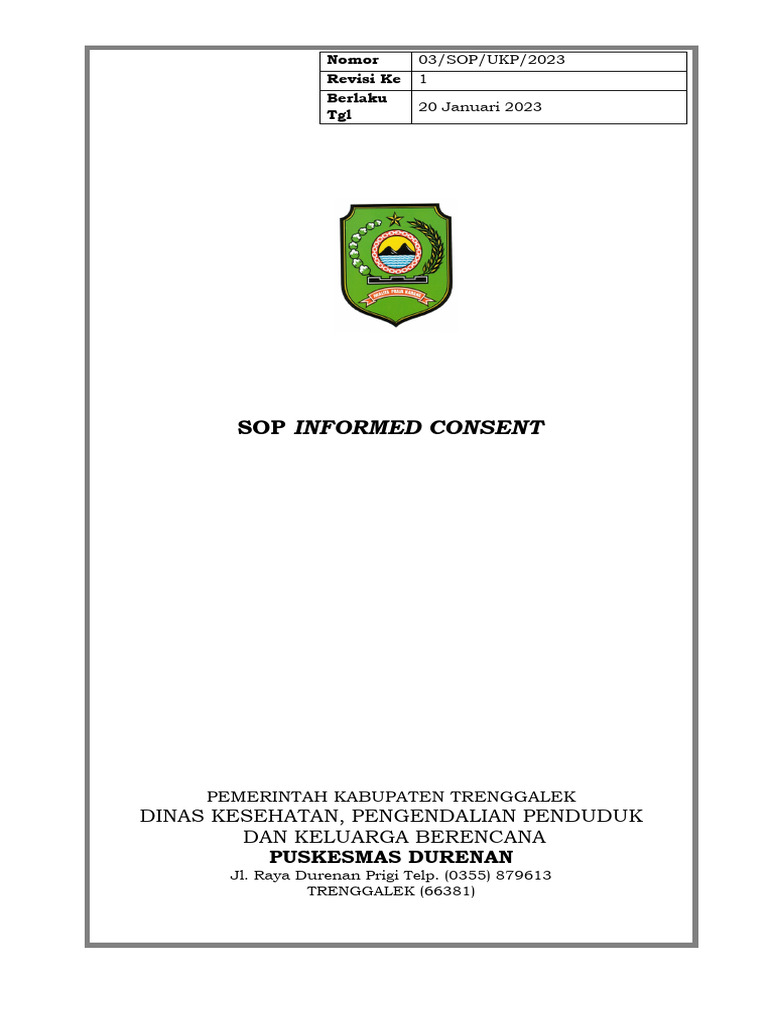 SOP Informed Consent Puskesmas | PDF