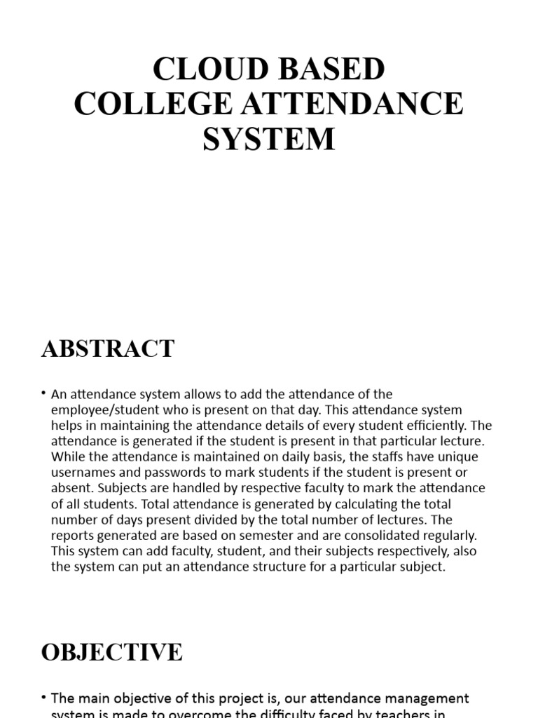 Cloud Based College Attendance System | PDF | Databases | Web Application