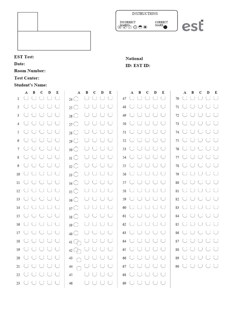EST II Bubble Sheet - PDF Sample | PDF
