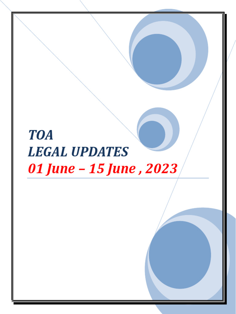 TOA 1-15 June,2023 English Legal Updates | PDF | Bail | Advocate