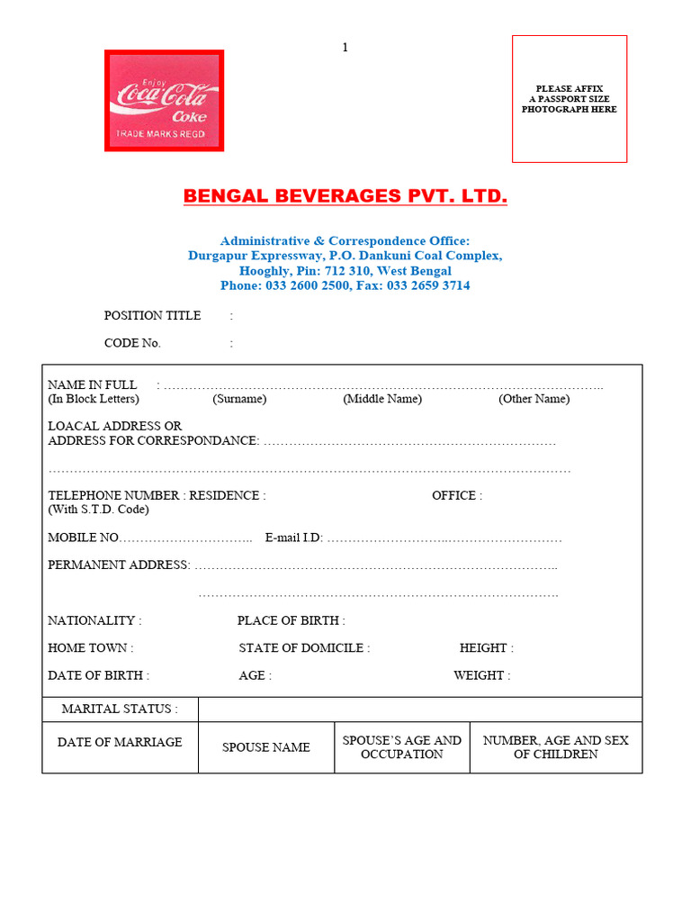 Blank Bio-Data Form - BBPL-SM, Asm & Agm | PDF | Employment | Economies