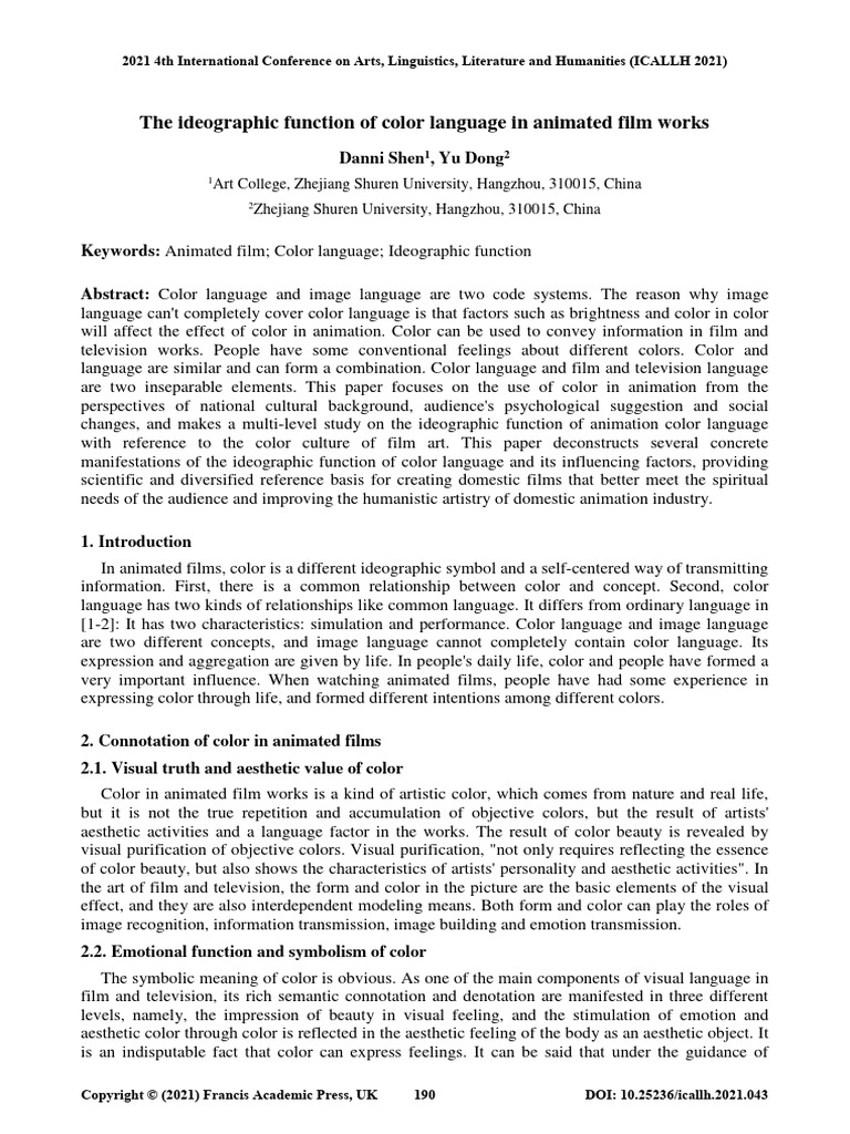 the ideographic function of color langueage in animated film works ...