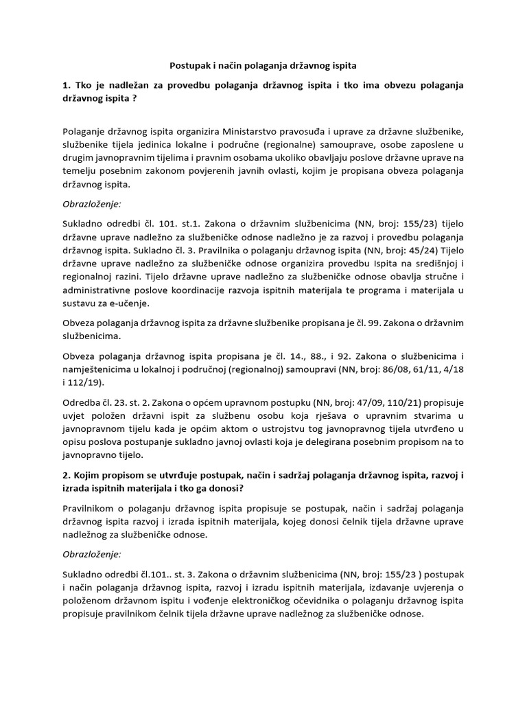 Postupak I Način Polaganja Državnog Ispita | PDF