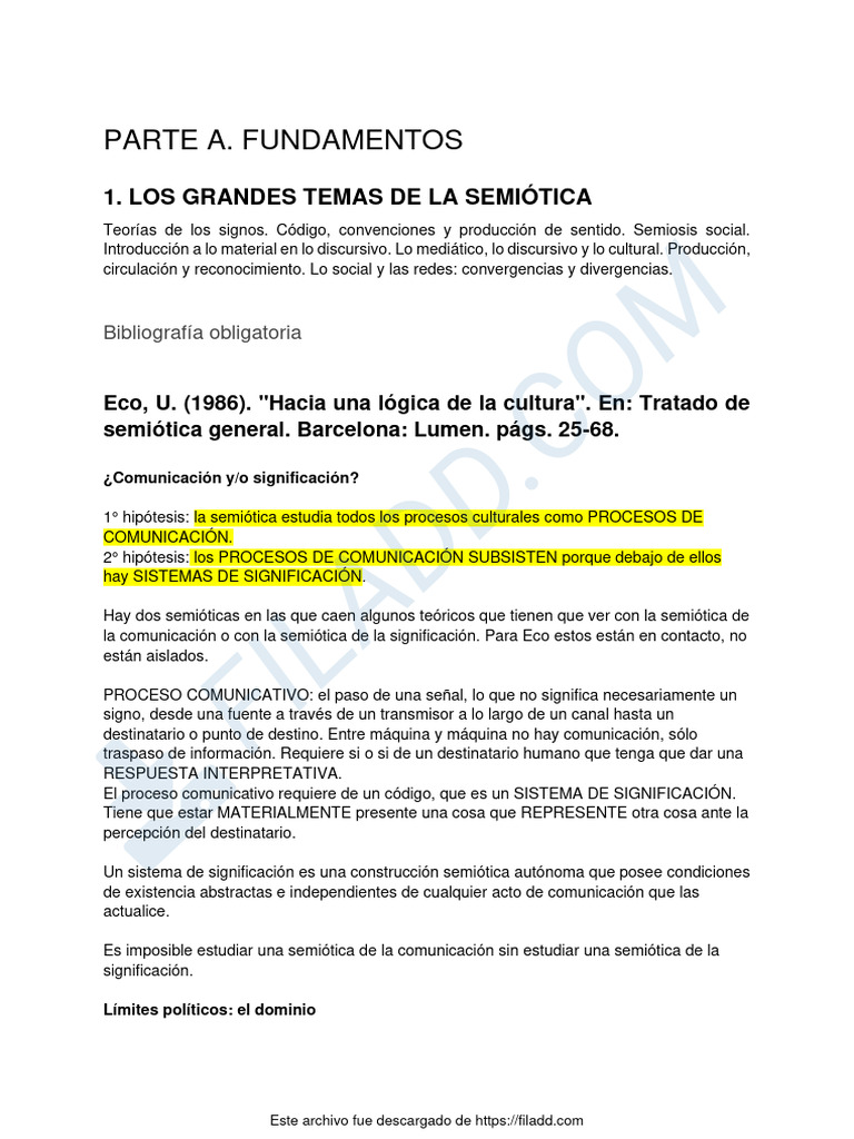 Resumen Final Semio 1 | PDF | Semiótica | Comunicación
