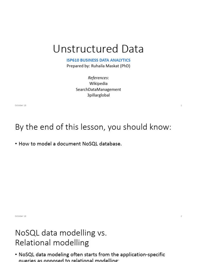 Lesson 3 Unstructured Data | PDF | No Sql | Relational Database