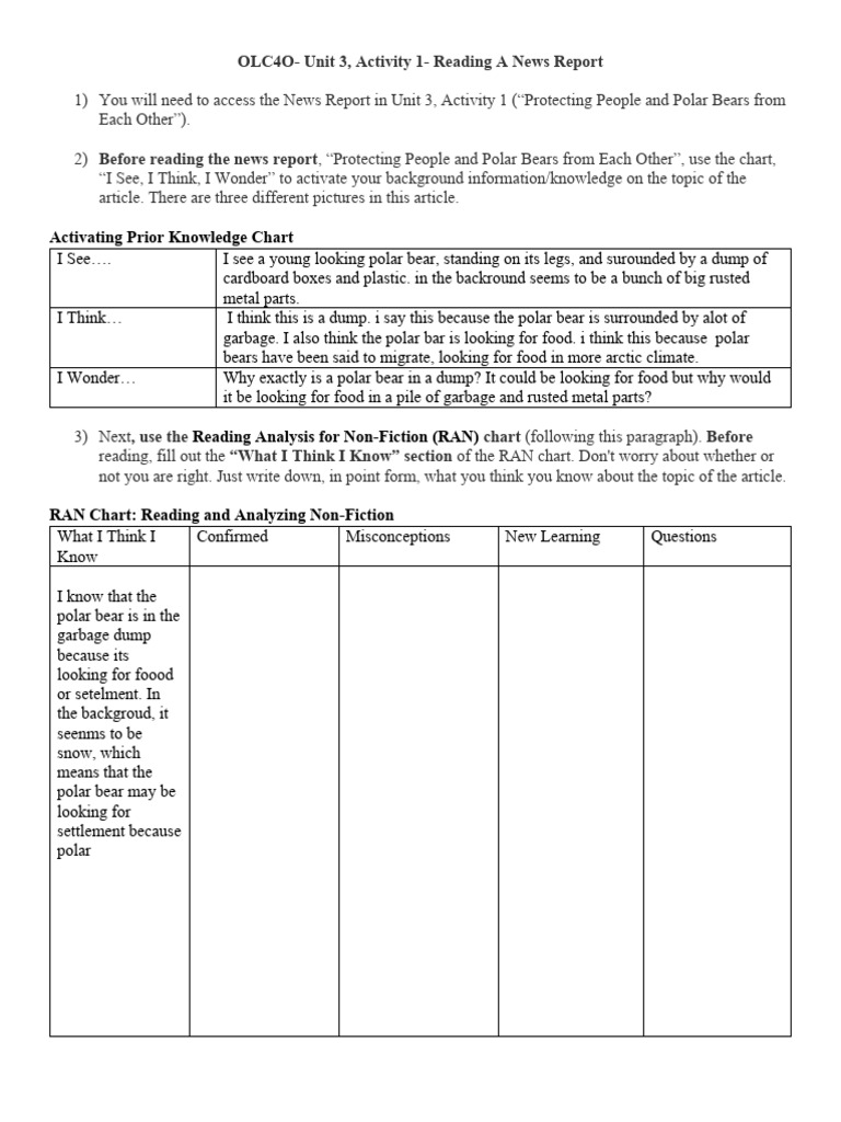 OLC4O - U3A1 - Reading A News Report Assignment | PDF | Cognition
