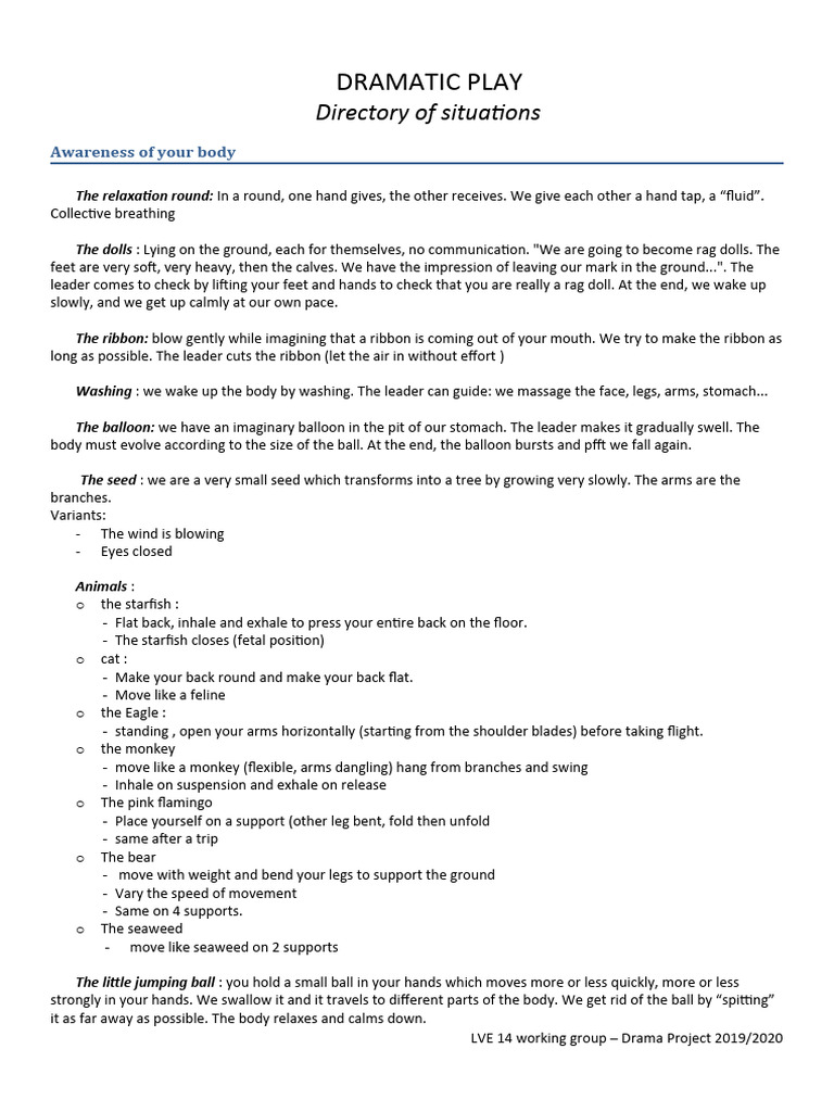 Engl Jeu - Dramatique - Repertoire - de - Situations-2 | PDF | Art