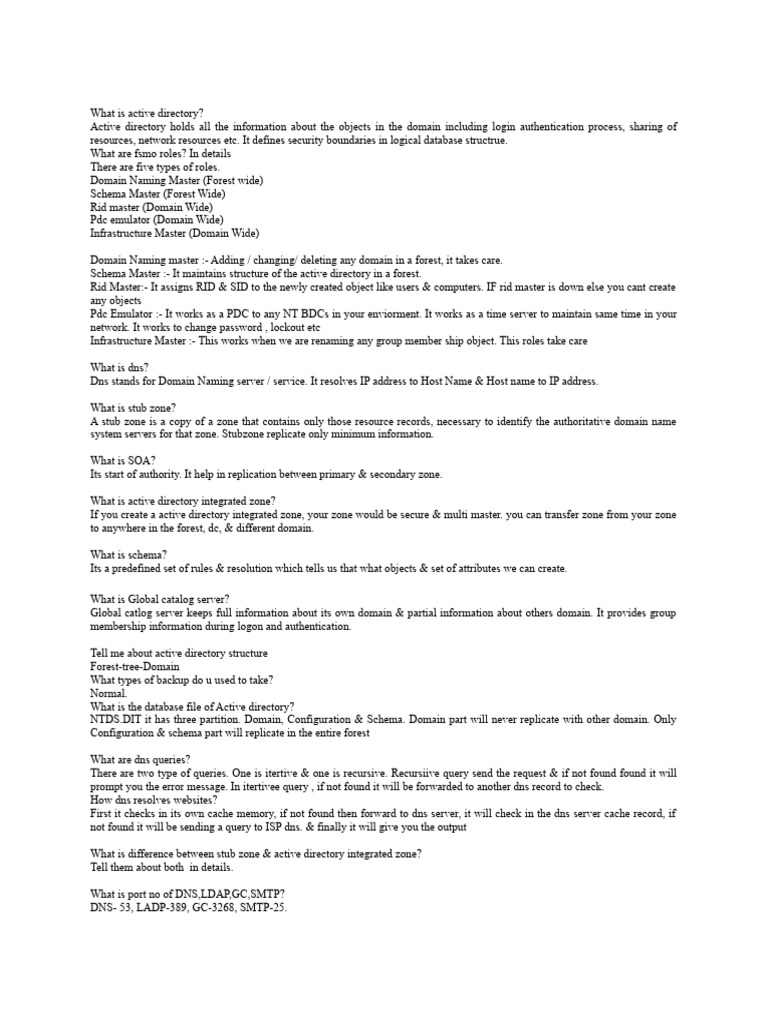 interview | PDF | Active Directory | Domain Name System