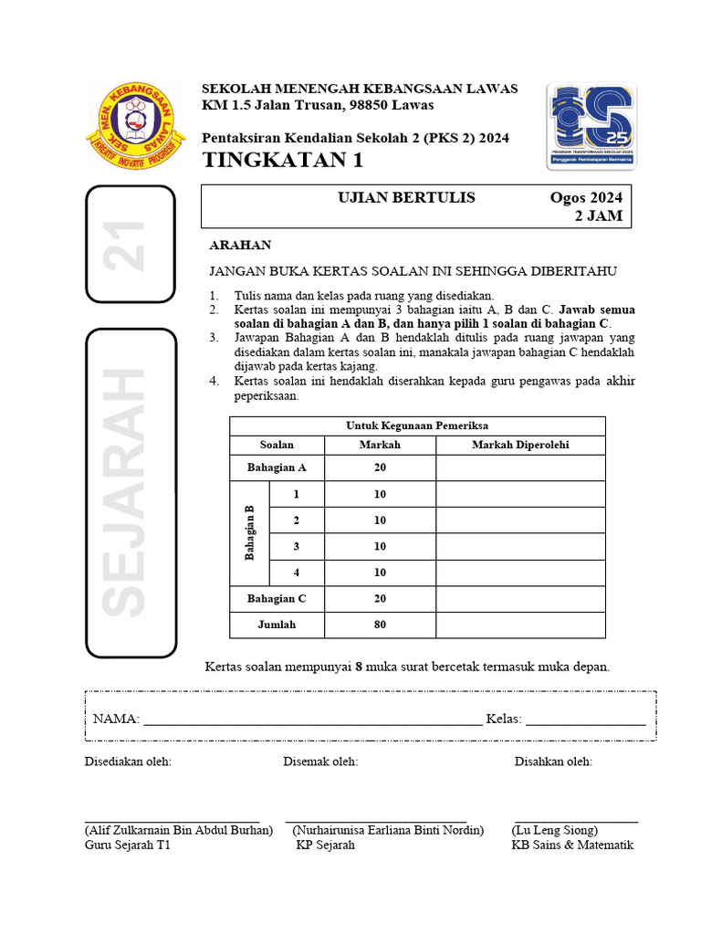 Pks 2 - Ting 1 - Sej 2024 | PDF