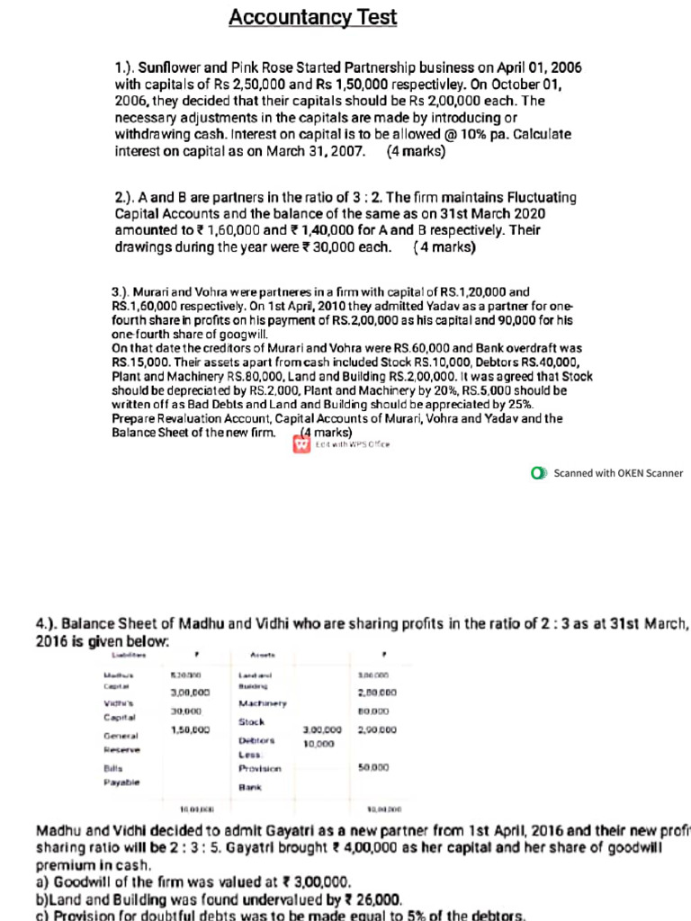 Accounts Test Paper | PDF