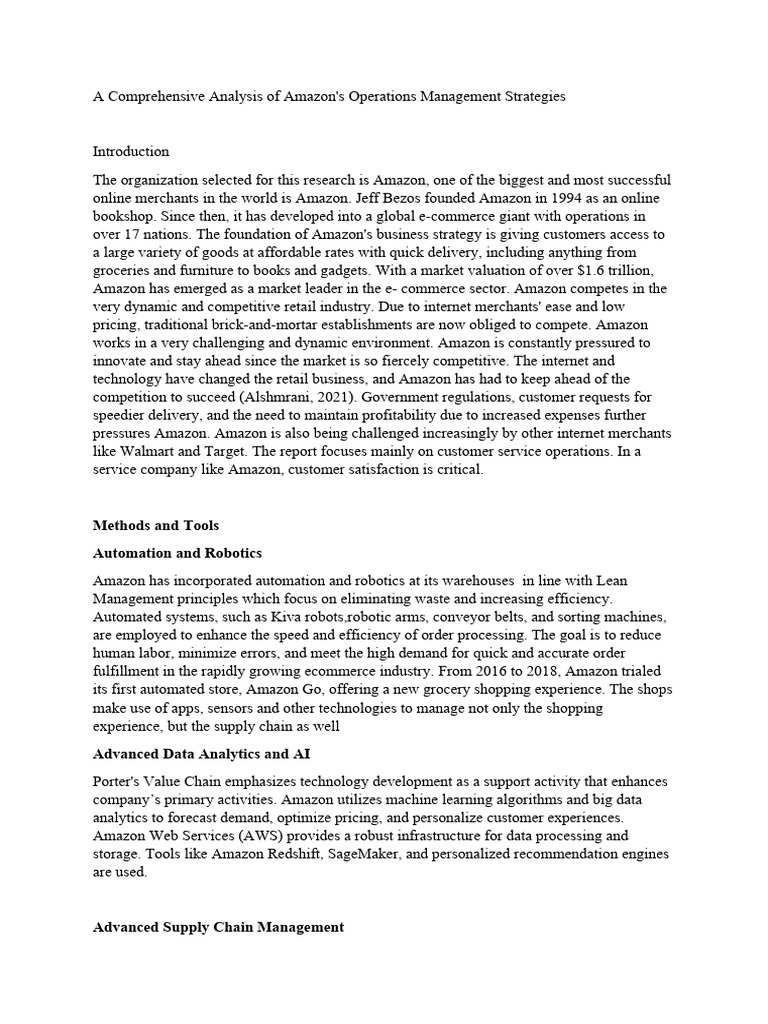 A Comprehensive Analysis of Amazon01 | PDF | Supply Chain | Logistics