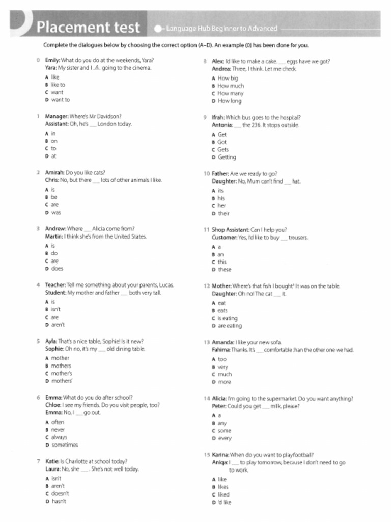 Placement Test | PDF