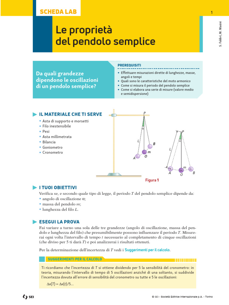 Scheda Lab Proprieta Pendolo | PDF