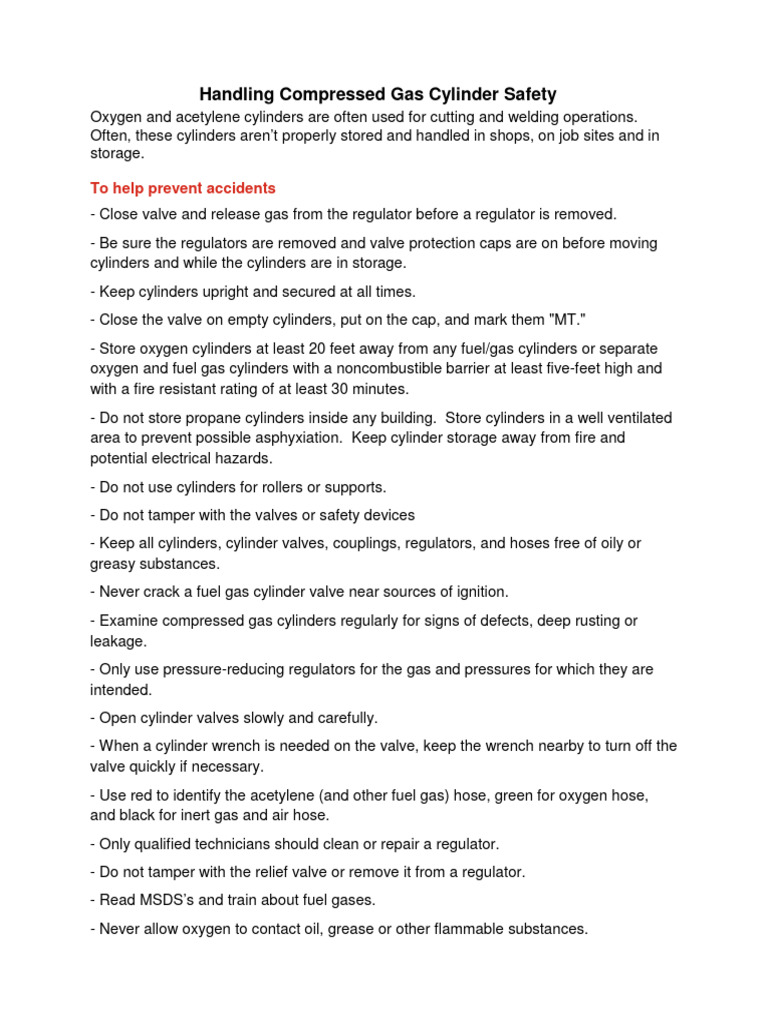 Compressed Gas Cylinder Safety Guide | PDF | Valve | Pneumatics